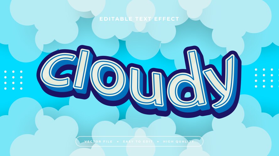 Blue and white breeze 3d editable text effect Vector Image