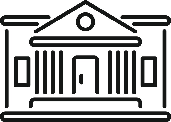 Line art icon of a courthouse representing law Vector Image