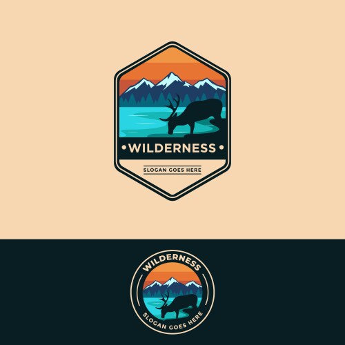 Simple mountain river landscape logo icon Vector Image