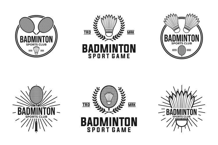 Badminton sport graphic template set Royalty Free Vector