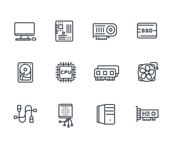 Cartoon pc components for computer store set Vector Image Cartoon pc components for computer store set Vector Image