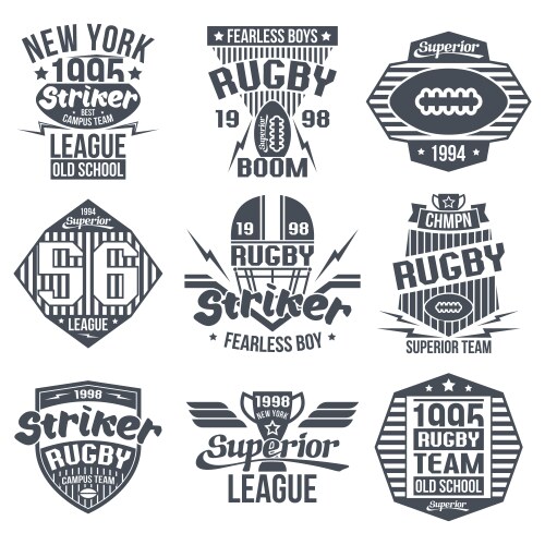 College rugby team emblems Royalty Free Vector Image