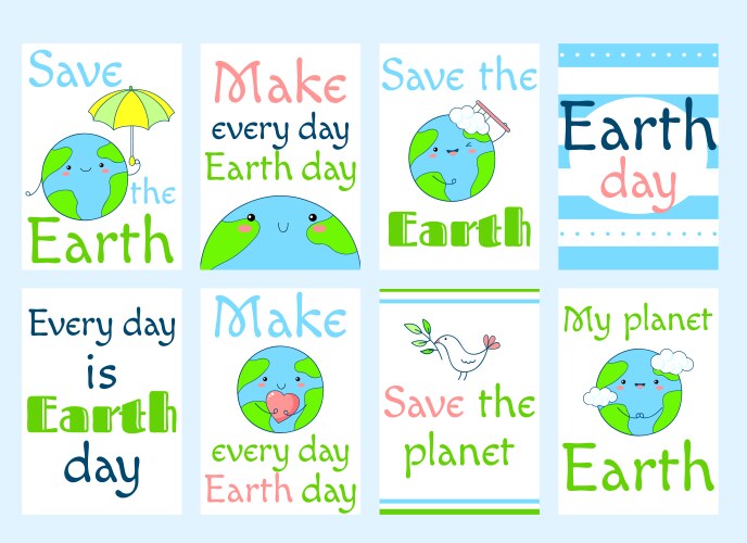 Save earth and green eco planet posters Royalty Free Vector