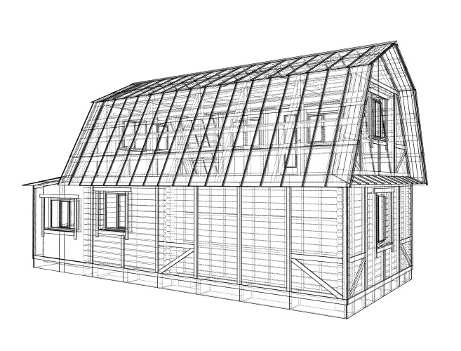 Village house engraving Royalty Free Vector Image