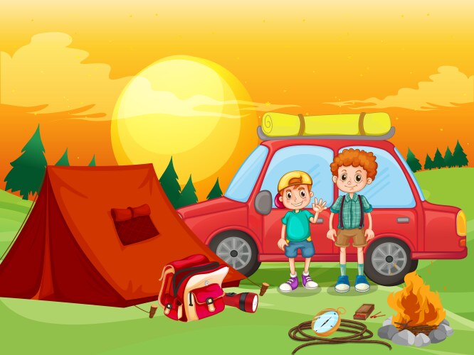 Camping field Royalty Free Vector Image - VectorStock