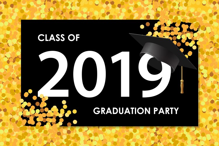 Congratulations graduates 2019 caps balloons Vector Image