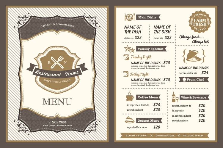 Restaurant cafe set menu graphic design template Vector Image