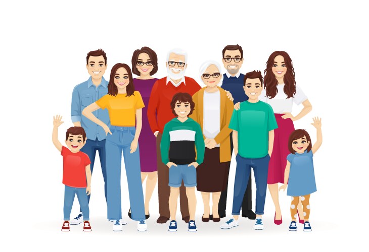 Big family portrait Royalty Free Vector Image - VectorStock
