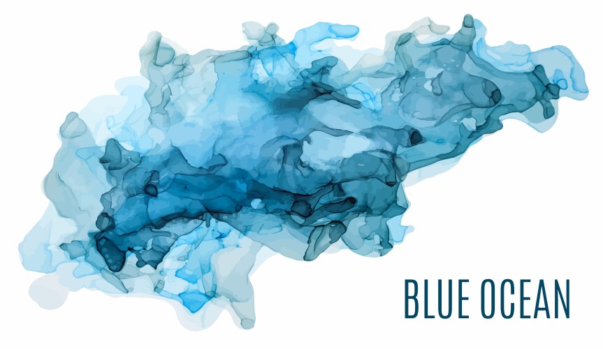 Round poster wet ink background blue gold Vector Image