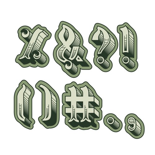 Alphabet western letters vintage design q r s Vector Image