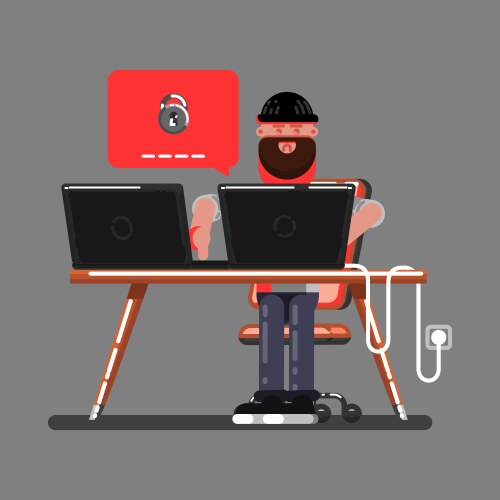 Hacker in work Royalty Free Vector Image - VectorStock