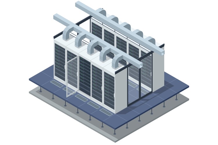 Isometric Network Computing Technologies Digital Vector Image