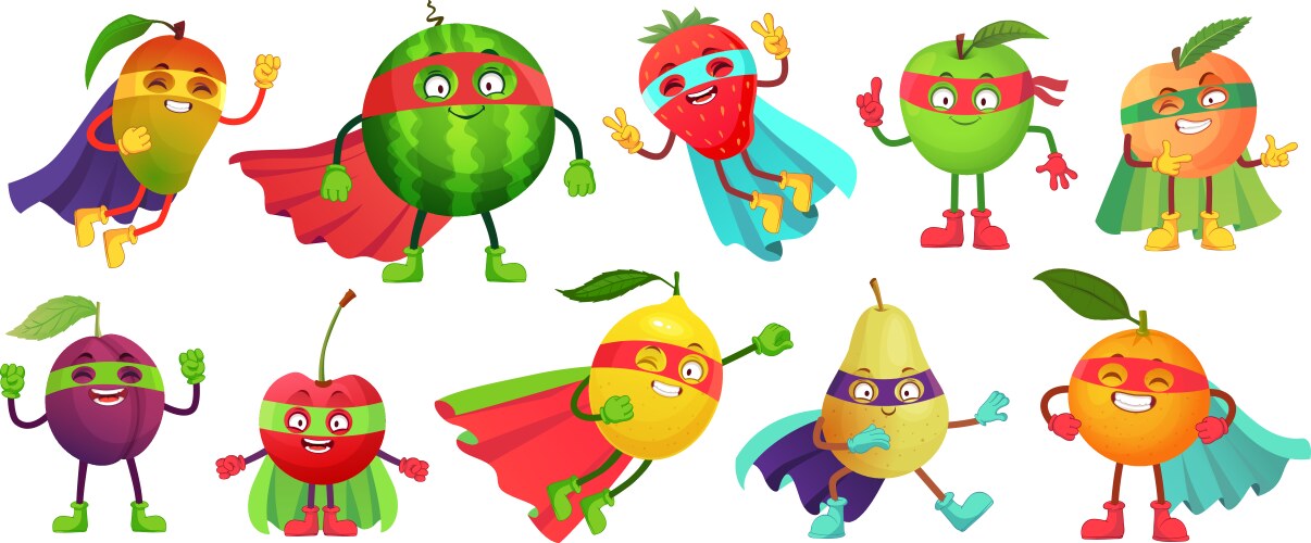Cartoon superhero kids characters joyful kid Vector Image