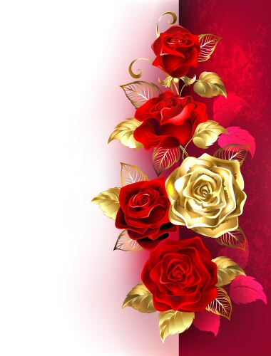 Composition with red jewelry roses Royalty Free Vector Image