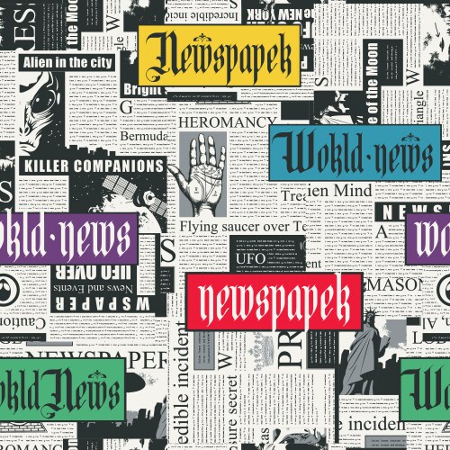 Abstract seamless pattern on a newspaper theme Vector Image