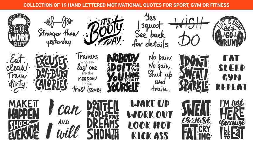 Set of hand written lettering motivational quotes Vector Image