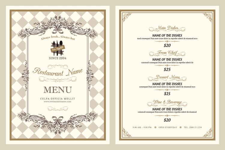 Restaurant cafe set menu graphic design template Vector Image