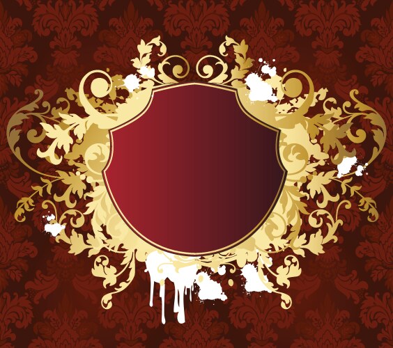 Red shield with an oak branch Royalty Free Vector Image