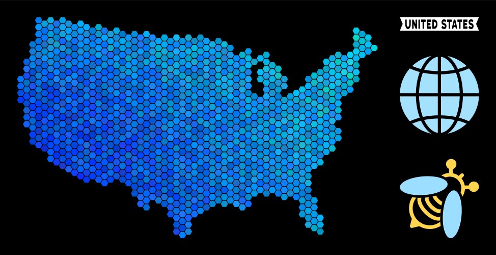 USA Map Hexagon Vector Images (over 480)