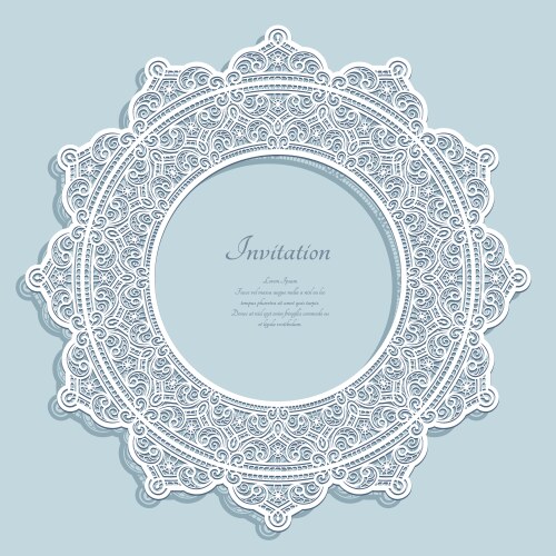 Square frame with lace border pattern Royalty Free Vector