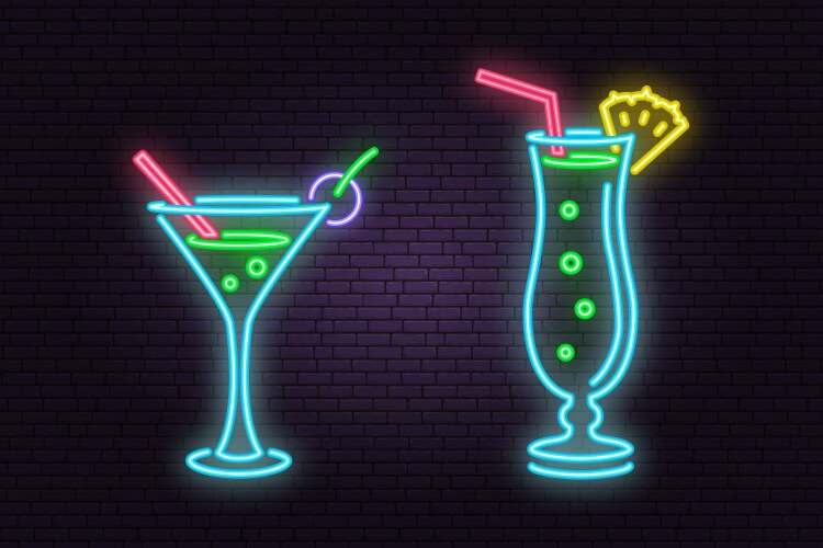 Cocktail neon sign Royalty Free Vector Image - VectorStock