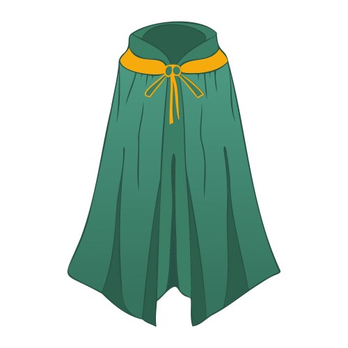 Green magic cloak in flat design flowing mantle Vector Image
