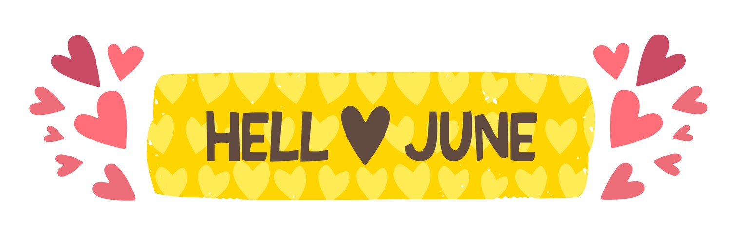 Hello june banner with hearts and hand drawn – Royalty-Free Vector ...
