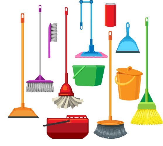 Trace and color for kids broom dustpan – Royalty-Free Vector | VectorStock