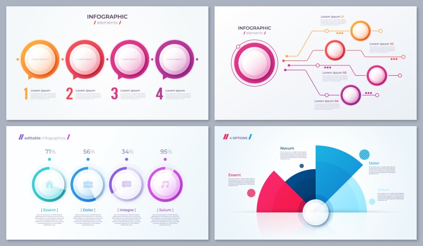 Pie chart infographic template 4 options Vector Image