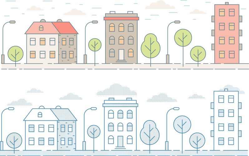 Simple Cityscape Vector Images (over 9,400)