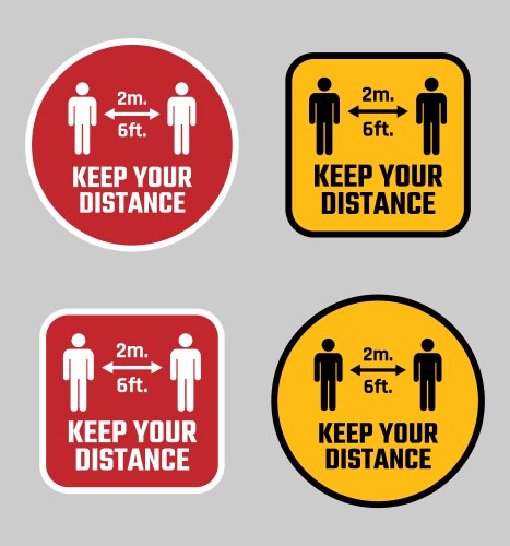 Covid19 maintain distance 6 feet sign Royalty Free Vector