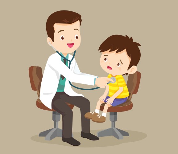 Mother took her girl to see the doctor Royalty Free Vector