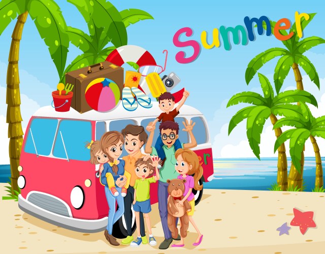 Summer holiday on nature cartoon Royalty Free Vector Image