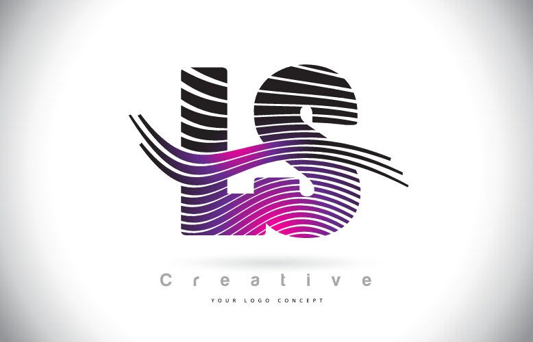 Ls l s letter logo design with swoosh and black Vector Image