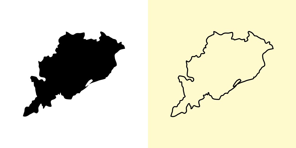 Pondicherry map india asia filled and outline Vector Image