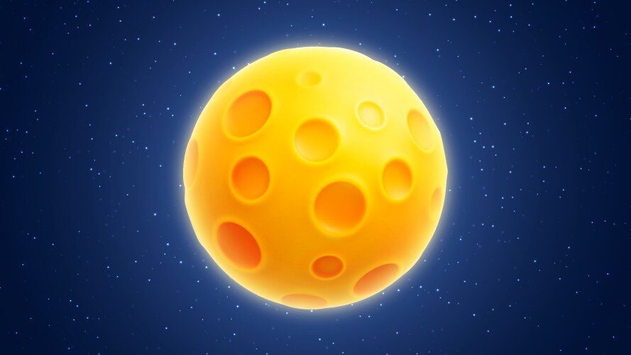 Cartoon full moon with craters 3d Royalty Free Vector Image
