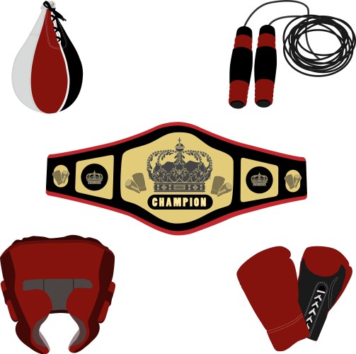 Boxing equipment tools set box accessories Vector Image