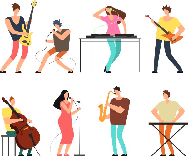 Rock musicians and singers isolated on white Vector Image