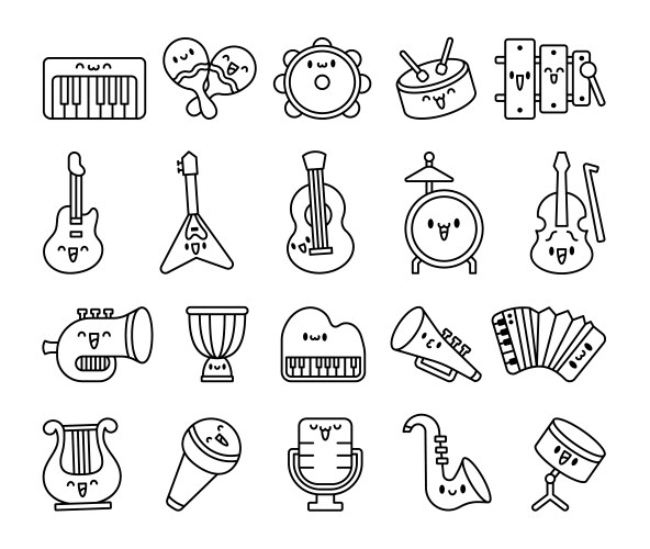 Musical instruments coloring page music stuff Vector Image