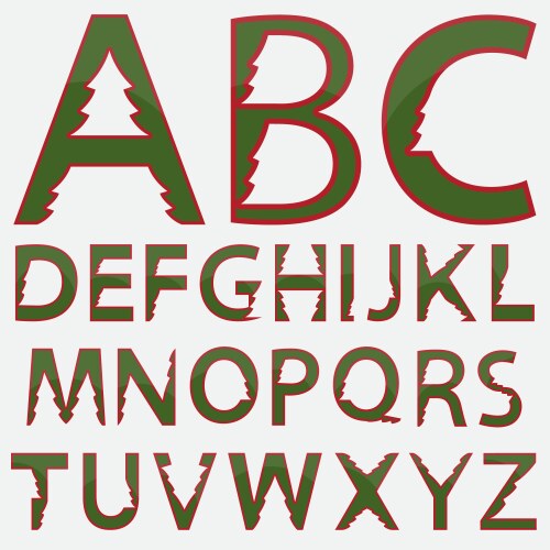 Christmas snowy alphabet font with snow Royalty Free Vector