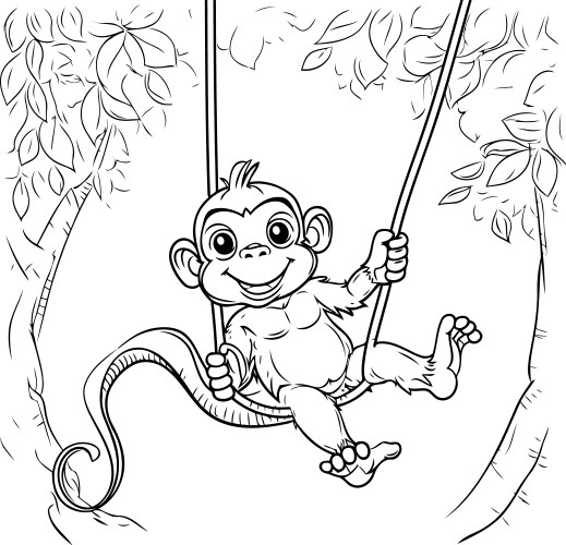 Monkey sitting on a tree for coloring book Vector Image