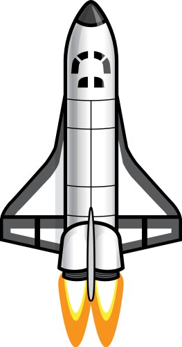 Cartoon space shuttle and booster line drawing Vector Image