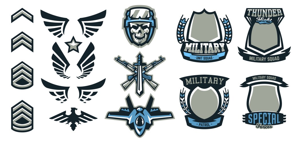 Set of empty shapes for military badges army Vector Image