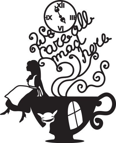 Alice in Wonderland Black and White Vector Images (over 560)