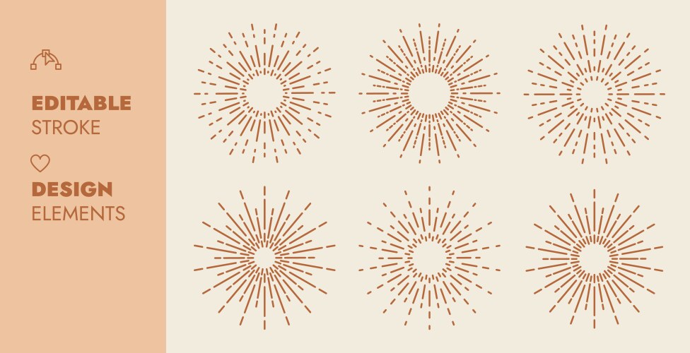 Sun decorative elements modern geometric Vector Image