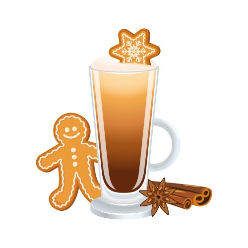 Gingerbread house with man and tree Royalty Free Vector