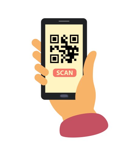 Qr code on smartphone screen Royalty Free Vector Image