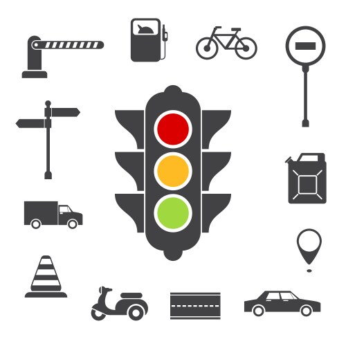 Realistic traffic elements template Royalty Free Vector