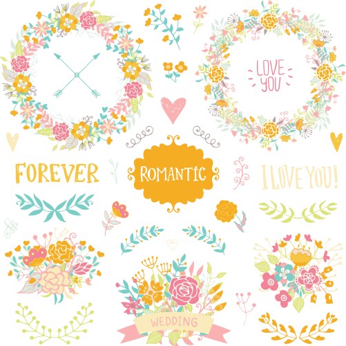 Wedding flower set Royalty Free Vector Image - VectorStock
