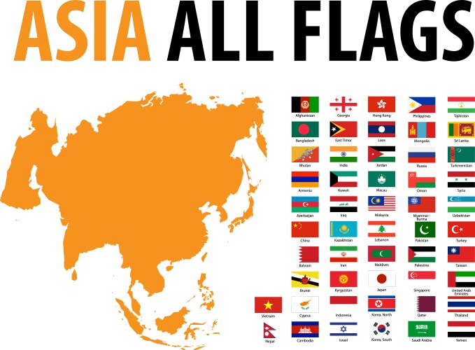 Flags of asia set Royalty Free Vector Image - VectorStock